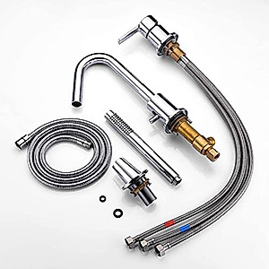 3 Hole Deck Mount Roman Tub Faucet with Hand Shower, Solid Brass Chrome Finish Valve Included