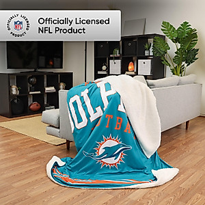 FOCO Miami Dolphins NFL Team Property Of Sherpa Fleece Blanket