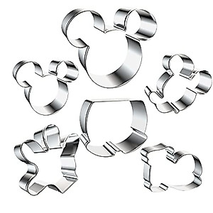 5PCS Mickey Mouse Cookie Cutters, Mickey Minne Mouse Shapes Themed Biscuits Molds Stainless Steel Metal Cutter for Kids Birthday Party Holidays Baby Shower