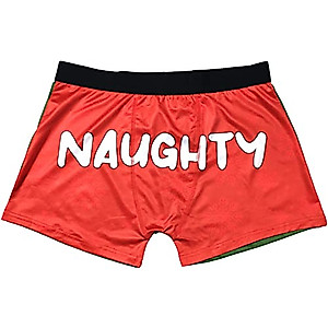 Mens Naughty Nice Funny Boxer Briefs Underwear Christmas Xmas Novelty Gift - Medium
