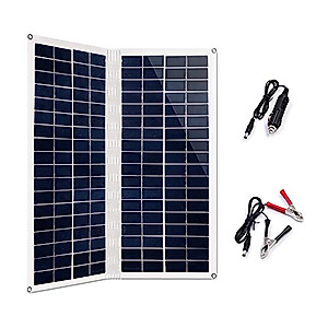 DSJ 20W 12V Solar Panel Charger Kit Ultra Thin Flexible with Connector Charging for Rv Boat Cabin Tent Car (Compatibility with 18V and Below Devices)