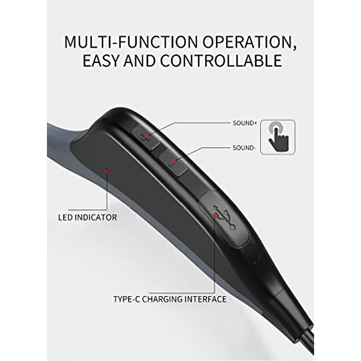 Bone Conduction Headphone Bluetooth Open Ear Wireless Headset 6 Hours Playtime with MP3 Player Built-in 8G Memory Light Weight for Jogging Running Driving Cycling, Hearing Protection (Black)