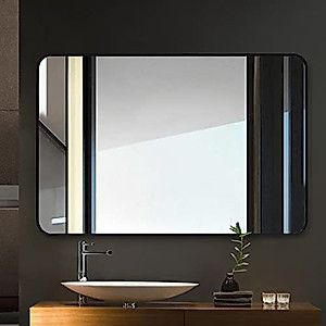 SILD Large Modern Black Aluminum Wall Mirror 30"x40" Glass Panel Vanity or Mirrors for Wall, Rectangle Hangs Horizontal or Vertical