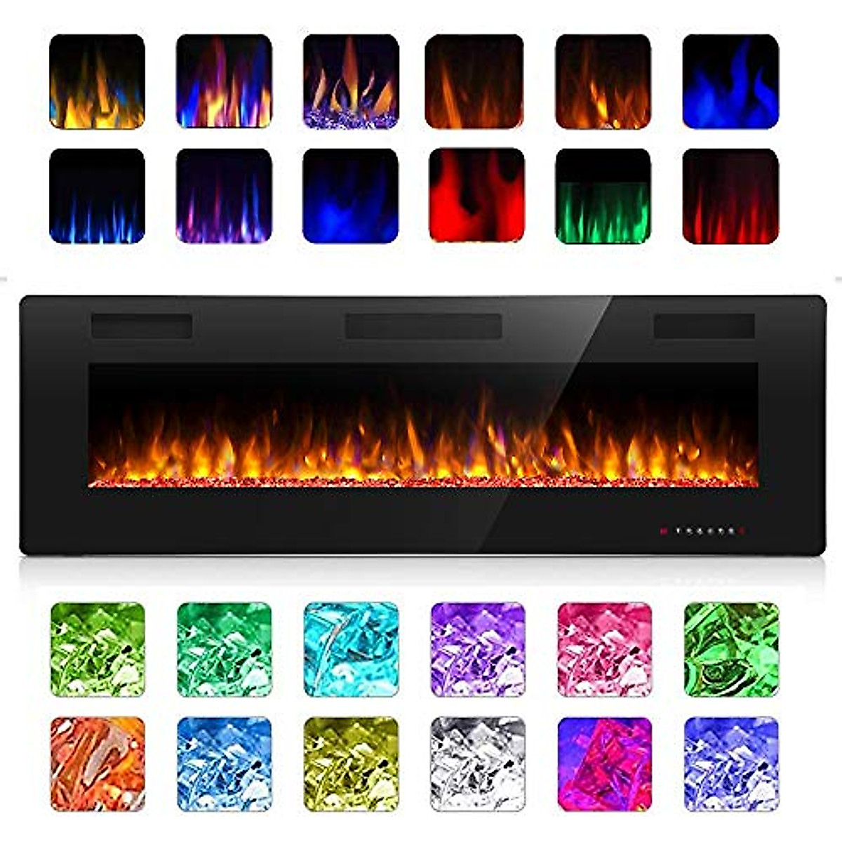 Antarctic Star 36 Inch Electric Fireplace in-Wall Recessed and Wall Mounted, Fireplace Heater and Linear Fireplace with Multicolor Flame, Timer, 750/1500W Control by Touch Panel & Remote