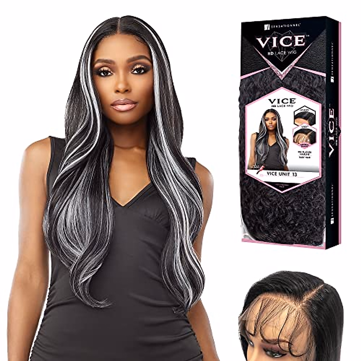 Sensationnel Vice Lace front wig - HD Transparent Lace Pre-plucked Hairline with Babyhair 5 Inch Deep Part - Vice Unit 13 (BALAYAGECARAMEL) 1.0 Count