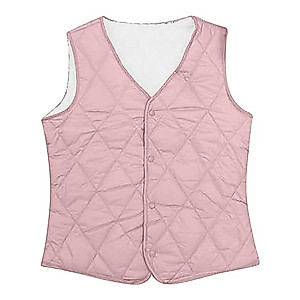 Aniywn Women's Outwear Vest - Stand Collar Lightweight Zip Quilted Vest for Women Zip Up Front Trendy Fall Waist (Pink, XXXL)