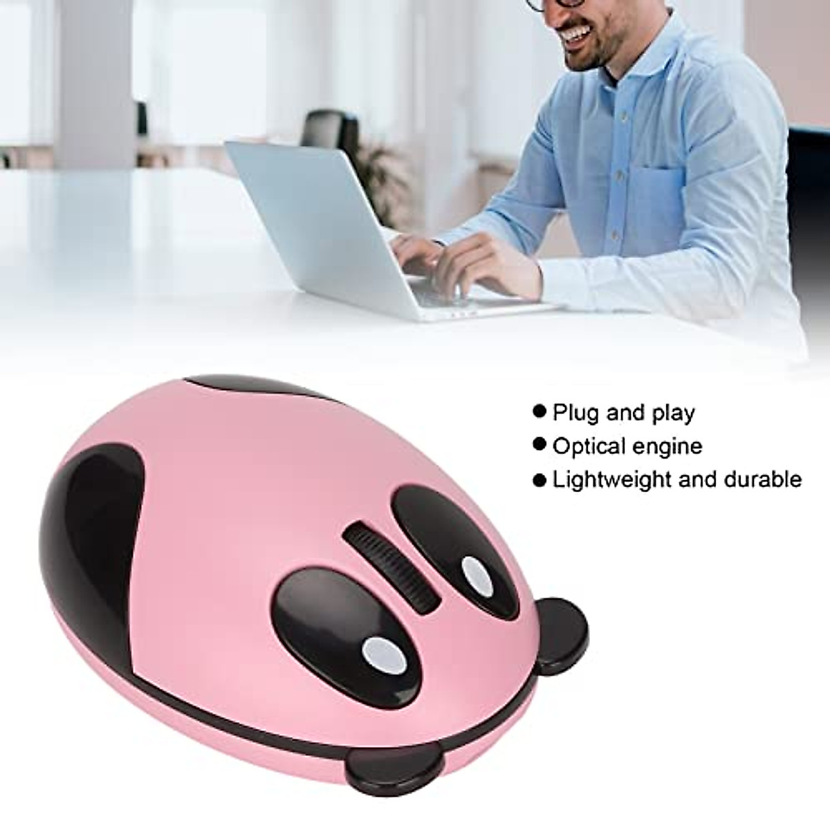 ASHATA Mini Cute Wireless Mouse, 2.4G Rechargeable Wireless 1200DPI Ergonomic Fashionable Gaming Mice with USB Receiver and 3 Buttons for PC Laptop Computer for Kids Girls, Customizable
