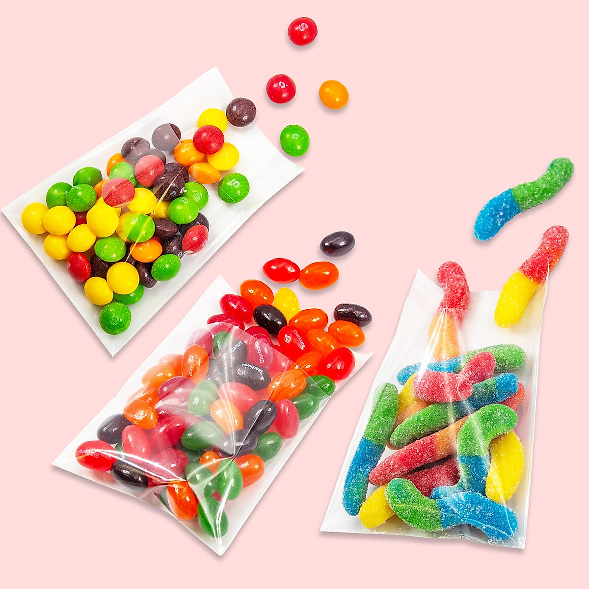 100 Bags - 3" x 4" Crystal Clear Protective Closure Bags with Self Adhesive Flap - Clear Resealable Cello/Cellophane Bags Good for Bakery, Candle, Soap, Cookie Poly Bags, in 2.1Mil Thickness