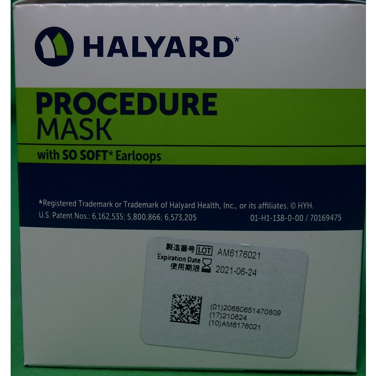 HALYARD Single-Use, Disposable Earloop Medical Mask, Designed For Short-Term Wear, Pleat-Style w/Earloops, Blue, 47080 (Box of 50)