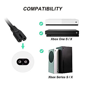 AC Power Cord Compatible with Xbox One S, Xbox One X , Xbox Series X , Xbox Series S Power Cable Replacement