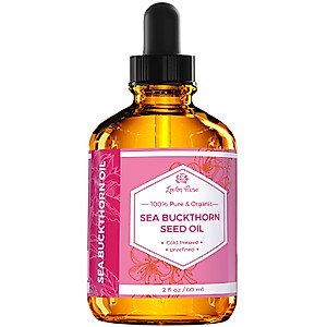 Leven Rose Sea Buckthorn Seed Oil, 100% Pure Unrefined Cold Pressed for Hair Skin and Nails (2 oz)