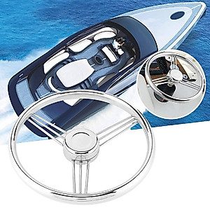 Boat Steering Wheel 13-1/2 Inch 9-Spoke Marine Steering Wheel Stainless Steel 15 ° Tilt Angle Silver Accessory