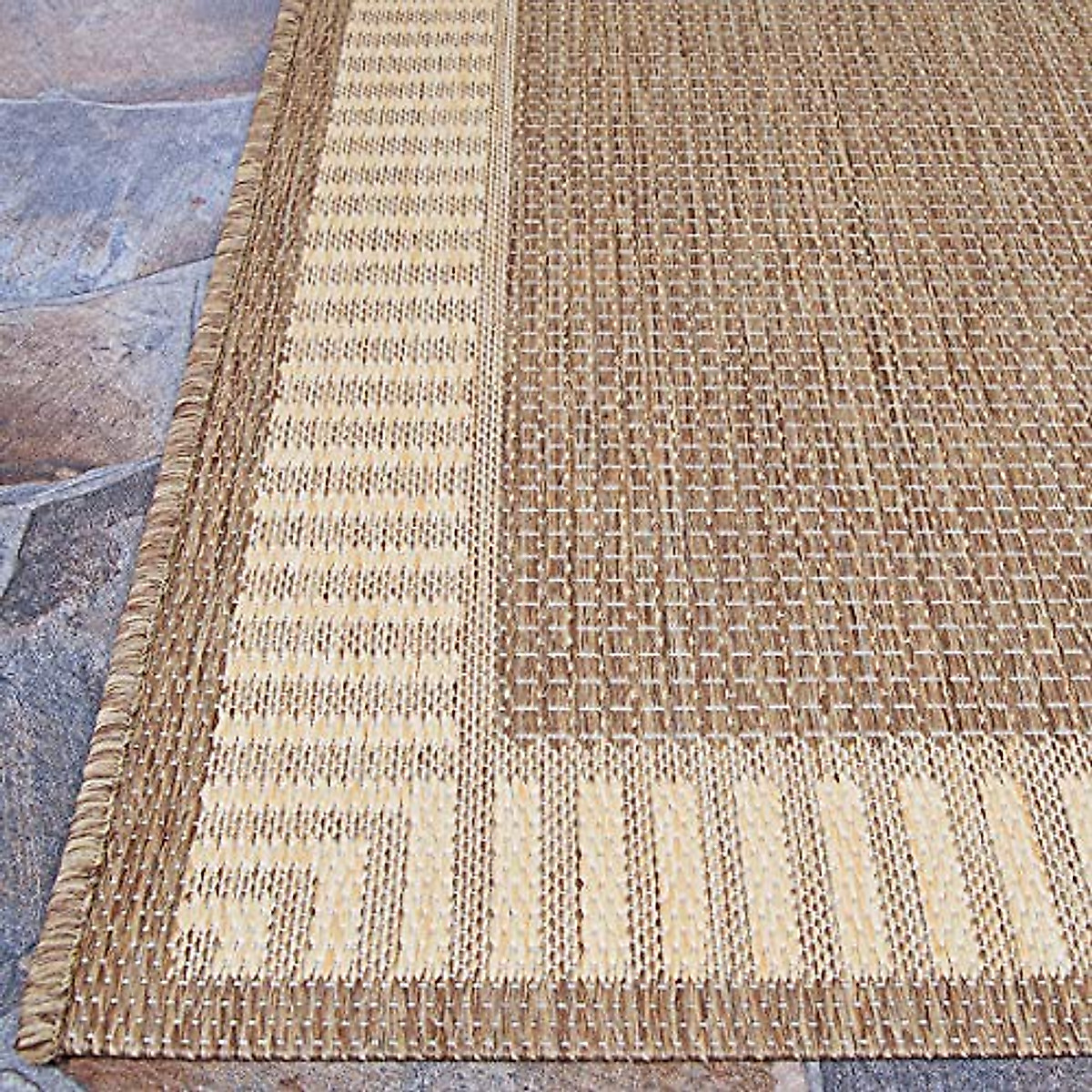 Couristan Recife 1681/1500 Wicker Rug, 5-Feet 3-Inch by 7-Feet 6-Inch, Stitch/Cocoa/Natural