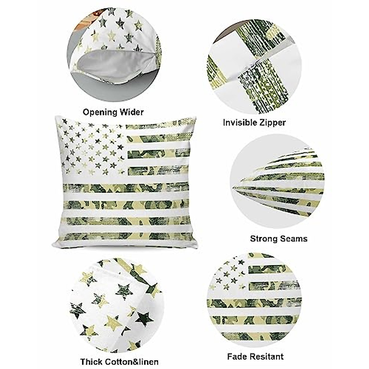 applebless Set of 2 Throw Pillow Covers Square for Home Decor, Camo 18x18 Inch Cotton Reversible Pillow Case Sofa Soft Cushion Cases for Bedroom Couch Bed Car Chair