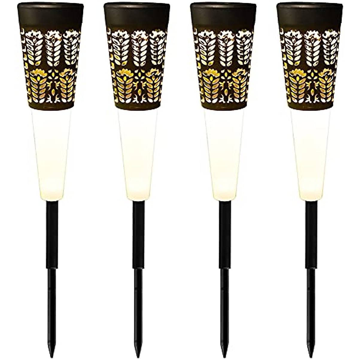 Halloween Decoration Solar Pathway Lights, Solar Garden Lights Outdoor Waterproof, Up to 12 Hrs, Solar Powered LED Landscape Lighting for Lawn, Patio, Yard, Walkway, Driveway, (Warm White) 4Pack