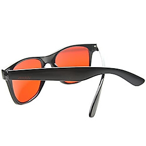 zeroUV Rare Color Tinted Lens Classic Horn Rimmed Sunglasses (Red)