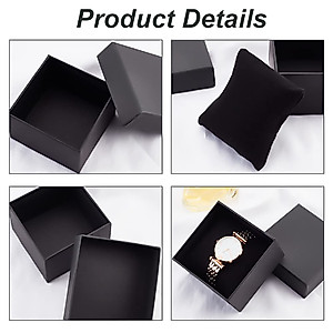 BENECREAT 6 Pack Kraft Square Cardboard Present Gift Boxes for Bangle Wrist Watch and Other Jewelry Set - 3.5x3.5x2 Inches