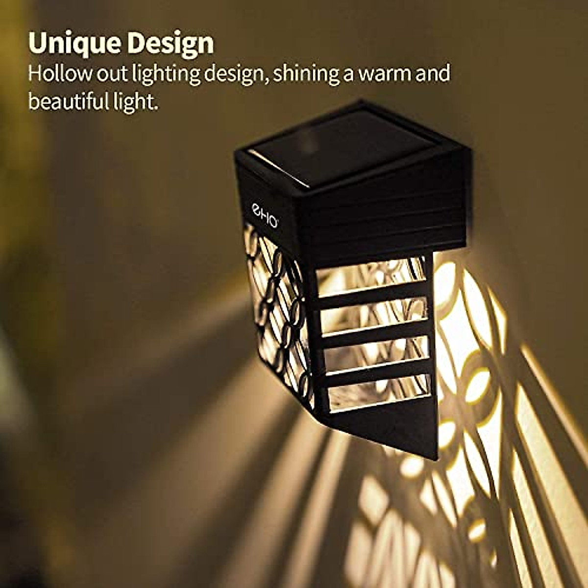 EHO Solar Deck Lights, Solar Fence Lights Outdoor Waterproof LED Garden Decorative Lighting for Post, Patio, Front Door, Step, Stair, Pool and Yard, Warm White, 4 Pack