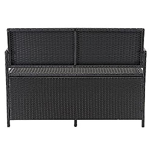 CorLiving Parksville Patio Black Wicker/Rattan Storage Bench