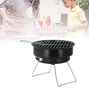 yaogohua Mini Round Barbecue Grill Set, Portable Iron Charcoal Grill for Home Kitchen Outdoor BBQ Camping Traveling Picnics Garden Beach Party