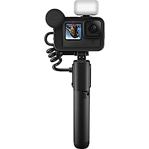 GoPro HERO11 Black Creator Edition - Includes Volta (Battery Grip, Tripod, Remote), Media Mod, Light Mod, Waterproof Action Camera + 64GB Card, 50 Piece Accessory Kit and 2 Extra Batteries