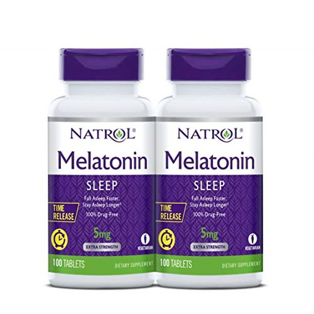 Natrol Melatonin Time Release 5mg Tablets 100 ea (Packs of 2)