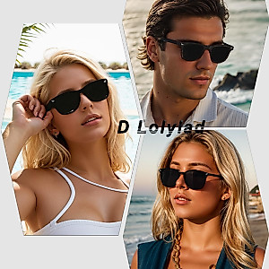 D Lolylad Polarized Sunglasses UV 400 Protection Black Retro Designer Style Fashion Sunglasses for Women and Men