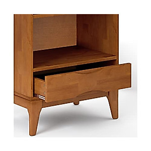 SIMPLIHOME Harper SOLID HARDWOOD 60 inch x 24 inch Mid Century Modern Bookcase with Storage in Teak Brown with 1 Drawer and 4 Shelves, for the Living Room, Study and Office