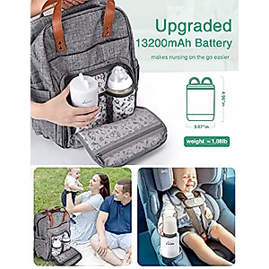 Portable Bottle Warmer, Fast Heating Travel Bottle Warmer, 13200mAh Baby Bottle Warmer On The Go for Breastmilk and Formula with 5 Adapters, 4 Temperature,Leak-Proof, Cordless, Battery Powered
