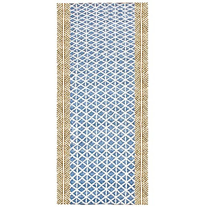 Casavani Indian Handmade Cotton Dhurrie Striped Blue & Brown Area Rug Boho Kilim Flat Weave Rug Indoor Hall Room Decor Carpet Throw Rugs for Bedroom Living Room Bathroom Balcony 8x10 Feet