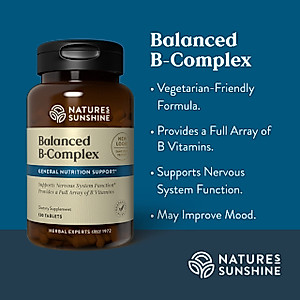Nature's Sunshine Balanced B Complex, 120 Tablets | B Complex Vitamins to Support Digestion and Nervous System Health with Vegetarian Formula