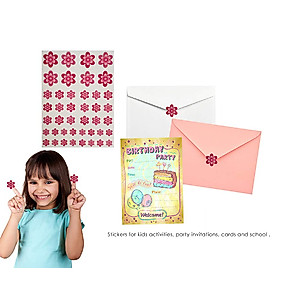 Royal Green Labels Pink Daisy Flower Stickers for Arts and Crafts Games, and Creative Learning, Preschool in 3 Sizes,10 Sheets - 420 Pack