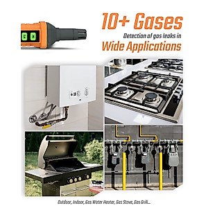 TopTes PT210 Gas Leak Detector, Natural Gas Detector with Audible & Visual Alarm, Locating The Source of Propane, Methane, and Combustible Gas Leaks for Home and RV (Includes Battery x2) - Orange