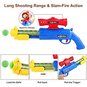 FiGoal Hungry Feeding Game Toy Guns for Boys/Girls, Shooting Games with Electronic Target, Party Cool Toys with LCD Score Record, Sound, 12 Soft Foam Balls, for Kids Age 3-10 Gifts for Valentine's Day