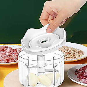 Pogeair White 3 CUP Cordless Mini Food Chopper,Small Food Processor for Garlic,Nut,Meat(100+250+350ML)