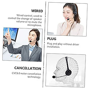 UKCOCO 2pcs Business Traffic Headset Noise Cancelling Earphones Wired Over Ear Headphones Corded Headphones Earphones with mic Wire Control Headset Headphones with mic Sponge USB