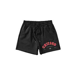 Floerns Men's Letter Graphic Print Drawstring Waist Workout Track Shorts Black XL