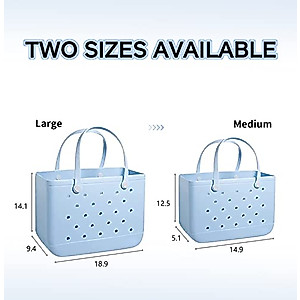 Qkstan Rubber Beach Bag Tote Bag - Waterproof Sandproof EVA Portable Outdoor Lightweight Travel Bags Handbag for Beach Boat (Pink, Medium)