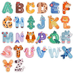 HOONEW Jumbo Magnetic Letters Magnets for Kids Large Magnetic Letters Alphabet ABC Uppercase Fridge Refrigerator Magnets Learning Educational Spelling Toy for Kids Toddlers 3+ Years Old