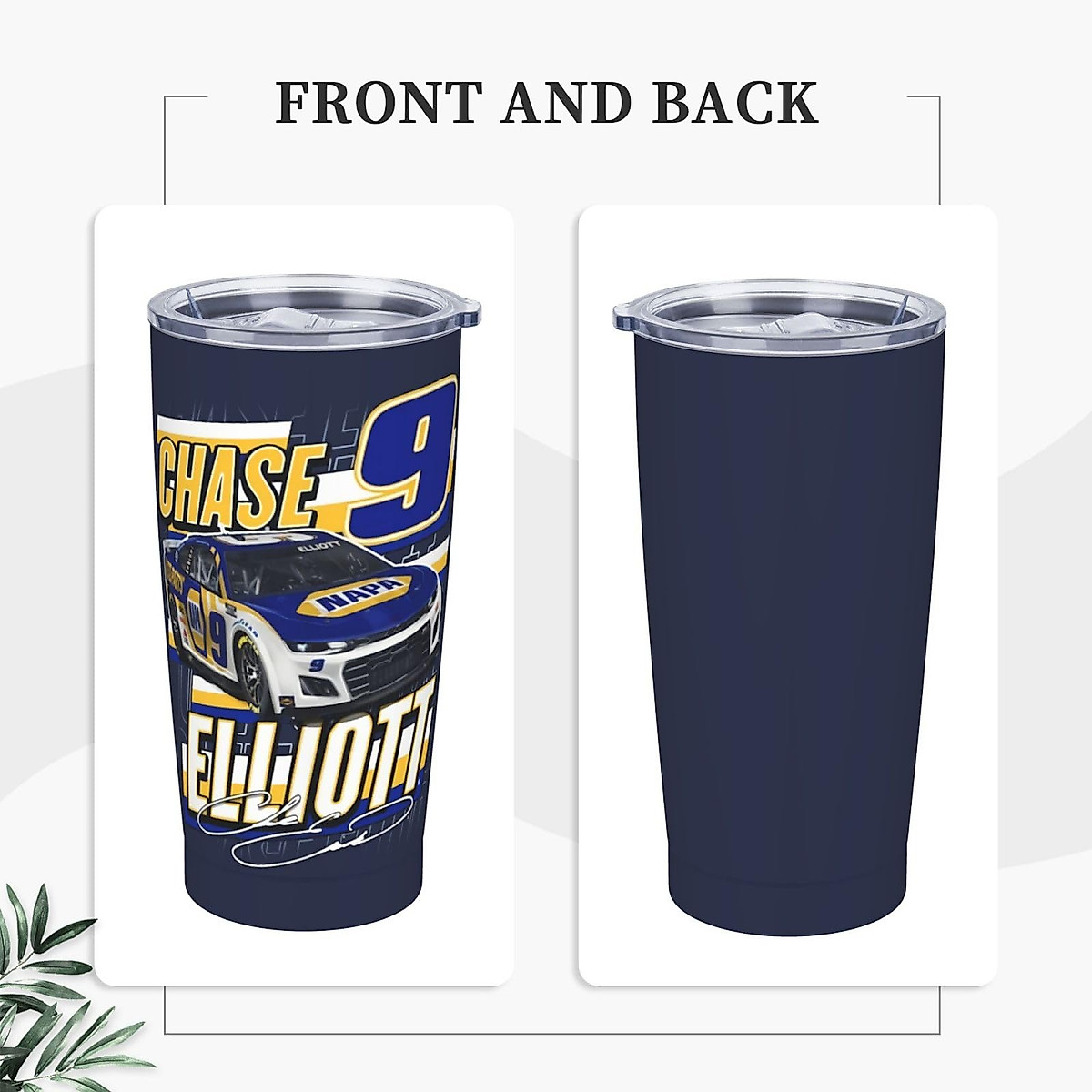 XCSEZ Chase Elliott 9 20 Oz Stainless Steel with Lids Coffee Thermal Cup Double Wall Mug Metal Straw and Brush Durable for Hot Cold Drinks