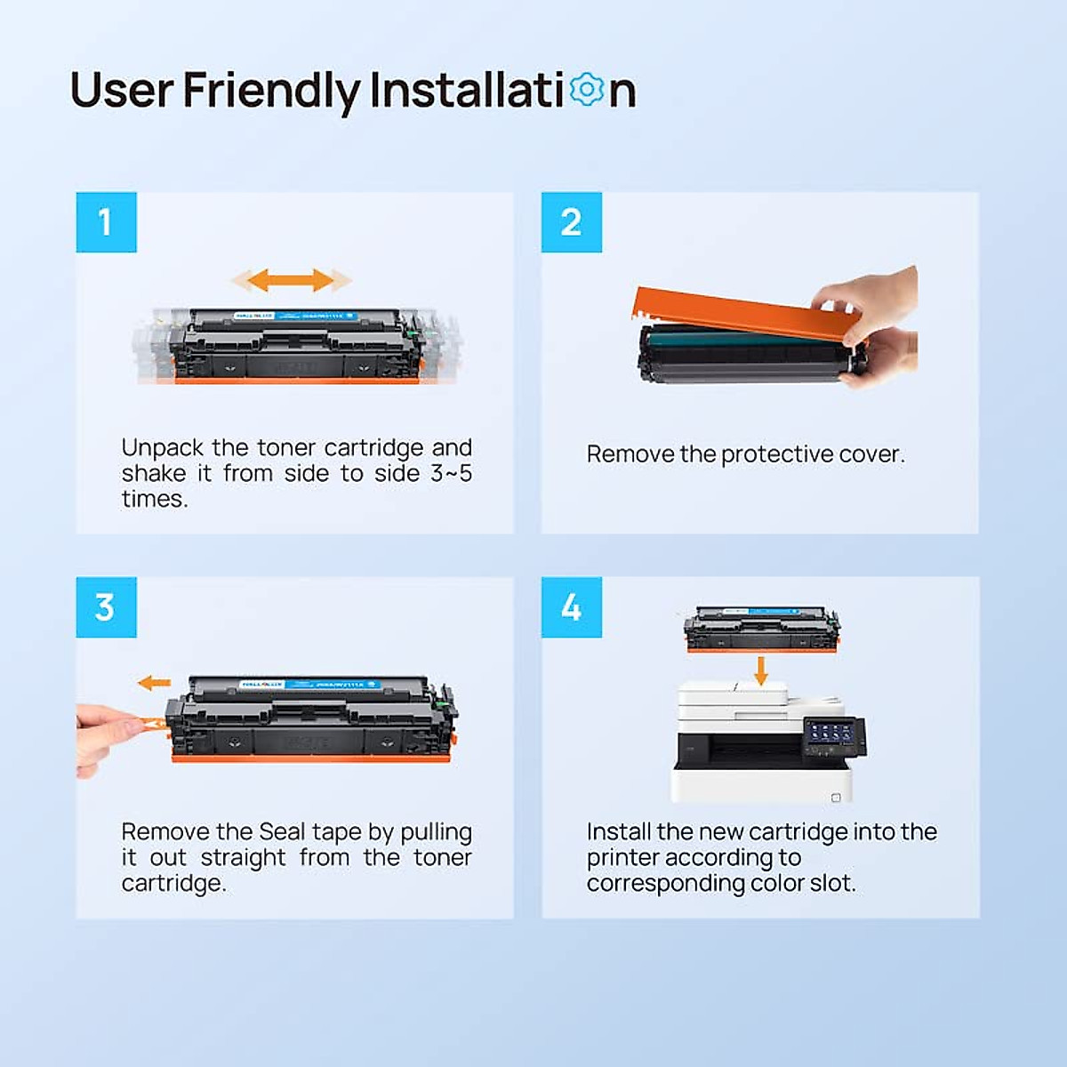 206X 206A Toner Cartridges (with Chip) for HP 206A 206X Toner Cartridge Replacement 4 Pack High Yield Compatible with Laserjet Pro MFP M283fdw M283cdw M255dw M282nw Printer Toner (BCMY, 4P)