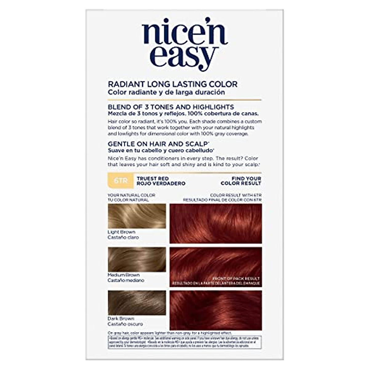 Clairol Nice'n Easy Permanent Hair Dye, 6TR Truest Red Hair Color, Pack of 1