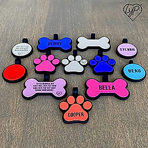 Love Your Pets Soundless Shapes Pet Tag - Deep Engraved Silicone - Double Sided and Engraving Will Last - Includes Shipping with Tracking- Pet ID Tags, Dog Tags, Cat Tags