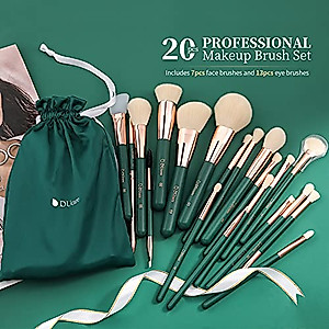 DUcare Makeup Brushes Professional 20Pcs Green Makeup Brush set with Silicone Face Mask Brush Kabuki Foundation Blending Powder Blush Concealers Eyeshadows Brushes