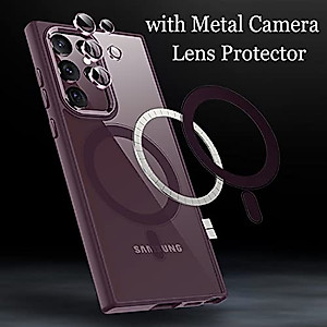 TIANNIUKE Magnetic Case for Samsung Galaxy S22 Ultra, [with Camera Lens Protector] Compatible with MagSafe,Slim Fit Shockproof Protective Phone Case for Samsung S22 Ultra 6.8" 2022 (Burgundy)