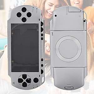 ASHATA Full Housing Repair Mod Case + Buttons Replacement Compatible for Sony PSP 1000 Console(Silver)
