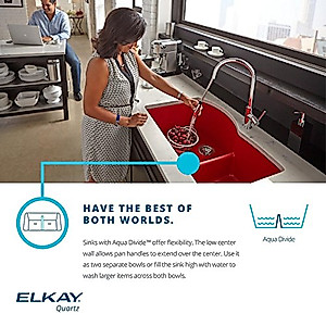 Elkay Quartz Luxe ELXH3322RPA0 Parchment Offset 60/40 Double Bowl Top Mount Sink with Aqua Divide