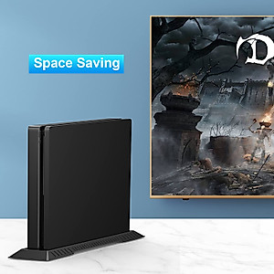 Younik Vertical Stand for PS4 Slim, Built-in Cooling Vents and Non-Slip Feet Steady Base Mount for PS4 Slim, Black