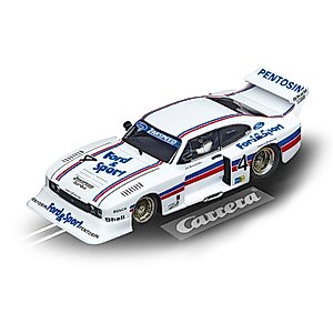 Carrera 30926 Ford Capri Zakspeed Turbo Lili Reisenbichler No. 4 1:32 Scale Digital Slot Car Racing Vehicle for Carrera Digital Slot Car Race Tracks, White, Blue, Red