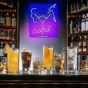 Cocktails Neon Signs Beer Bar Man Cave Club Bedroom LED Dimmable Neon bar Sign for wall décor. Neon Lights sign with Switch, Bar Signs for Home Bar, Bistro, Party, Club, Door (English)